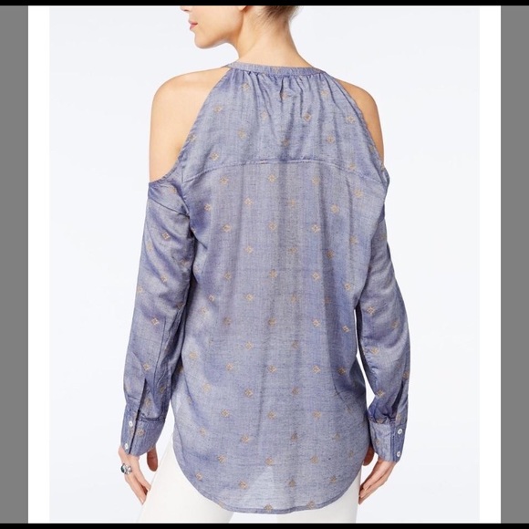 William Rast | Tops | William Rast Blouse Cyrus Chambray Cold Shoulder ...